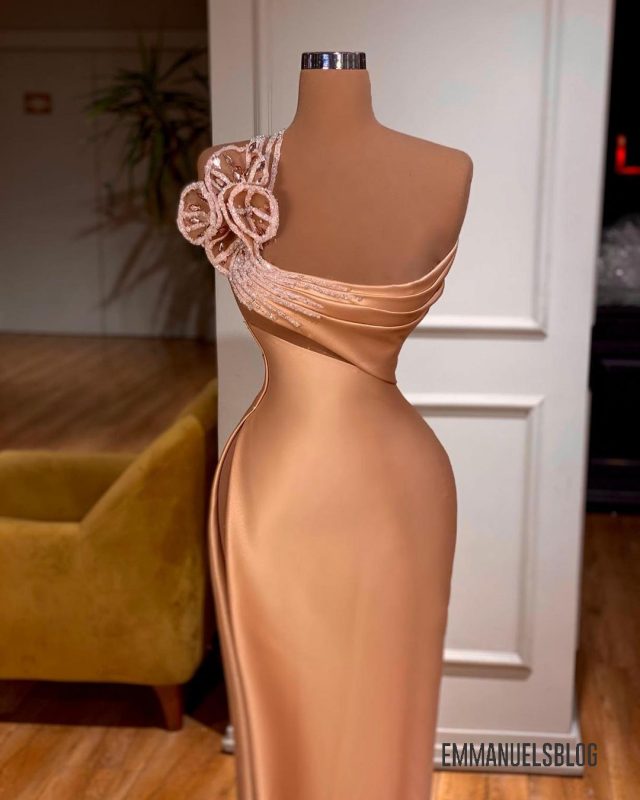 Elegant Custom made Rose Gold Satin with Crystals & Sequins Elegant Custom made Rose Gold Satin with Crystals & Sequins